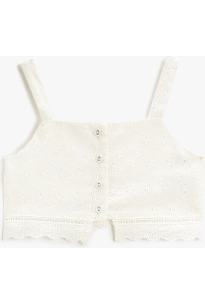 Koton Crop Üst Fisto Işlemeli Askılı Düğmeli