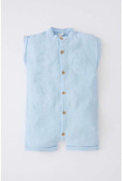 DeFacto Erkek Bebek Regular Fit Bisiklet Yaka Müslin Kısa Tulum Y6154A222SP