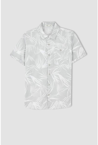 DeFacto Erkek Çocuk Regular Fit Polo Yaka Poplin Kısa Kollu Gömlek X7500A622HS
