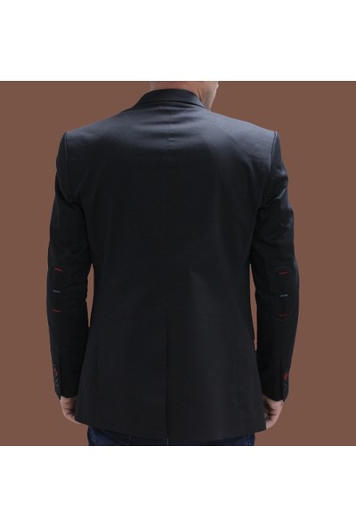 My Üçöz Erkek Saten Siyah Tek Ceket