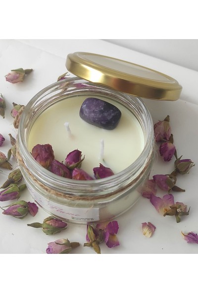 Candle's Flame Doğal Ametist Taşlı Meditasyon Mumu
