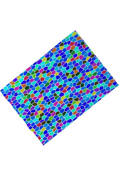 180*180CM Banyo Duş Perdeleri Kancalarla Banyo Aksesuarları Dekor Mavi Mozaik (Yurt Dışından)