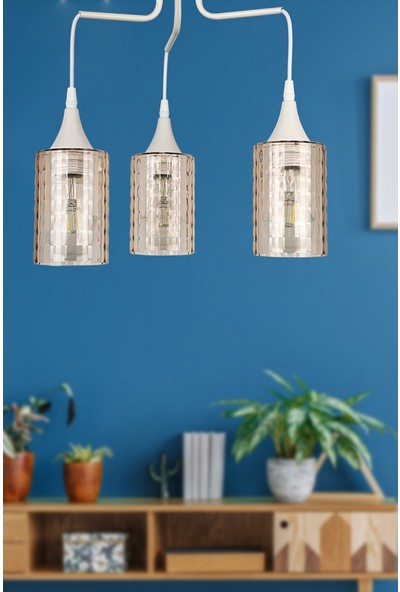 Begüsa Akgün 3.lü Avize Beyaz Kollu Bal Akrilik Begüsa Akgün 3.lü Avize Beyaz Kollu Bal Akrilik