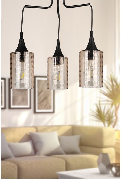 Begüsa Akgün 3.lü Avize Siyah Kollu Bal Akrilik Begüsa Akgün 3.lü Avize Siyah Kollu Bal Akrilik