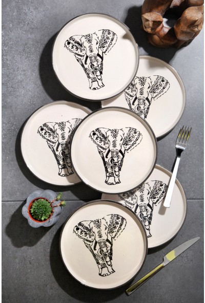 Queen's Kitchen 6 Kişilik Özel Tasarım Maori Fil Desenli Stackable Pasta Tabağı Queen's Kitchen 6 Kişilik Özel Tasarım Maori Fil Desenli Stackable Pasta Tabağı