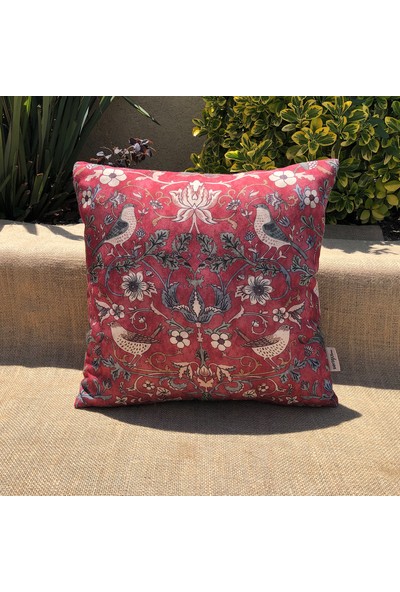 Sertex Home Bordo Kuş Desenli Kare Kırlent Sertex Home Bordo Kuş Desenli Kare Kırlent