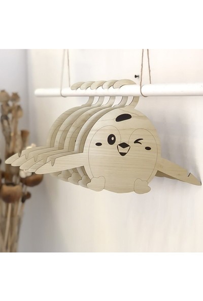 Artı Baskı Atölyesi 6'lı Bebek Elbise Askısı Ahşap Kıyafet Askısı Penguen Temalı Artı Baskı Atölyesi 6'lı Bebek Elbise Askısı Ahşap Kıyafet Askısı Penguen Temalı