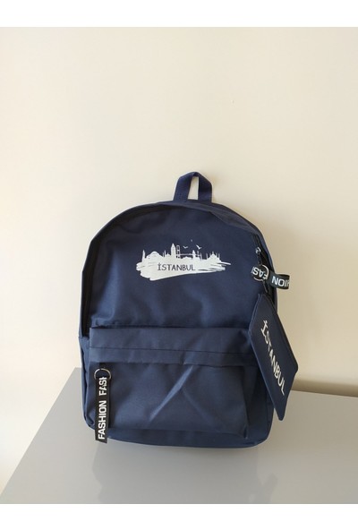 İstanbul Cüzdanlı Sırt Çantası Istanbul Yazılı Fermuarlı