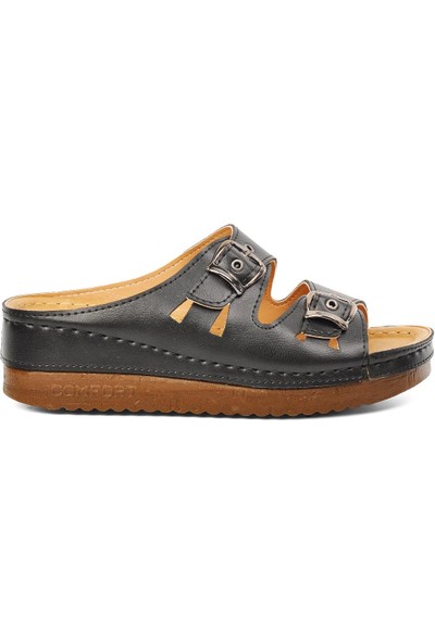 Classter 3001 Siyah Çift Bantlı Kadın Dolgu Topuk Terlik Classter 3001 Siyah Çift Bantlı Kadın Dolgu Topuk Terlik