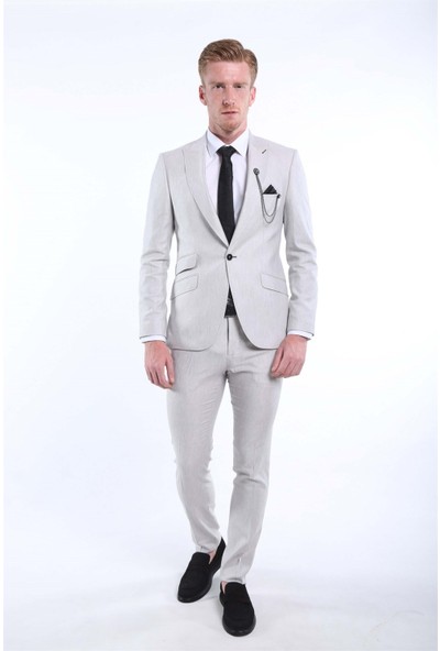 Intersivin Slim Fit Gri Takım Elbise Intersivin Slim Fit Gri Takım Elbise