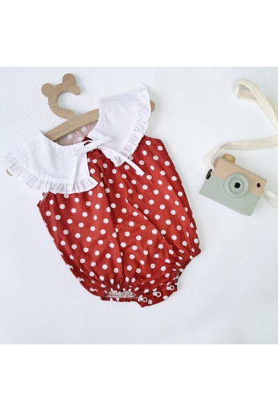 Maibella Kiremit Puantiyeli Yaka Detaylı Kız Bebek Romper