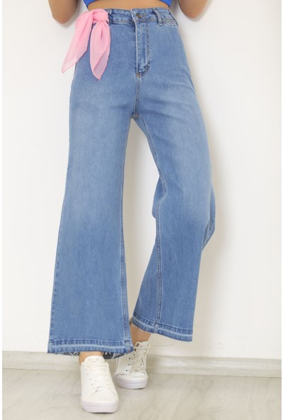 Bkmc Paça Kesik Kot Pantolon Açıkmavi1
