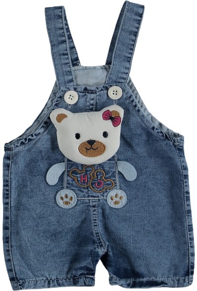 Be&en Ayıcıklı Kız Bebek Çocuk Kot Salopet
