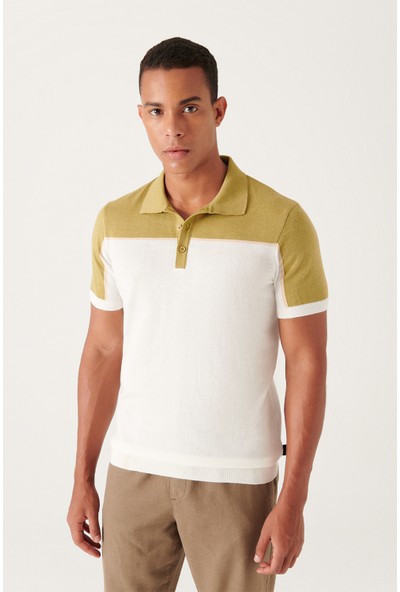 AVVA Polo Yaka Panolu Kısa Kol T-Shirt_yağ Yeşili AVVA Polo Yaka Panolu Kısa Kol T-Shirt_yağ Yeşili