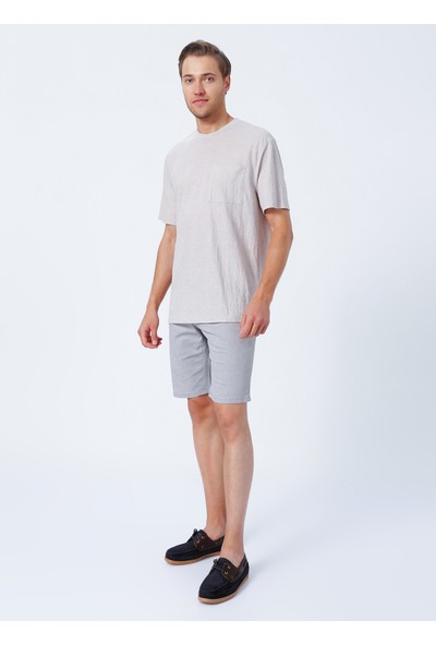 Fabrika Normal Bel Basic Gri Erkek Bermuda Şort Frıda