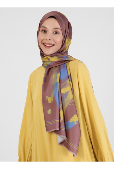 Colorful Tasarım Desenli Twill Şal - Çok Renkli - Tuva Colorful Tasarım Desenli Twill Şal - Çok Renkli - Tuva