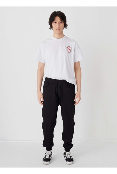 Polypop Siyah Unisex Relaxed Nakışlı Pantolon