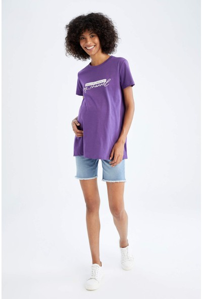 DeFacto Yüksek Bel Hamile Jean Şort Y1355AZ22SM