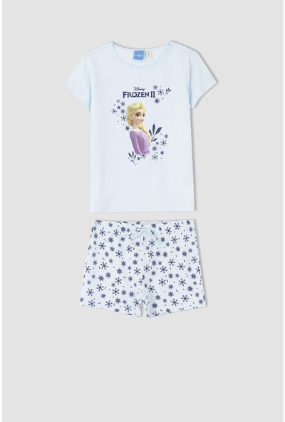DeFacto Kız Çocuk Frozen Lisanslı Regular Fit Kısa Kollu Pijama Takım Y7052A622HS