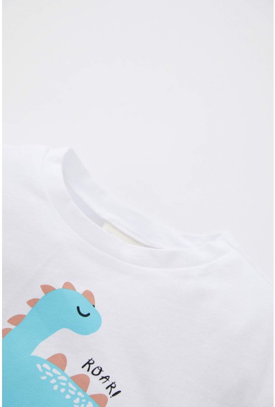 DeFacto Erkek Bebek Regular Fit Dinozor Baskılı Bisiklet Yaka Kısa Kollu Tişört Şort Takım Y5746A222SM
