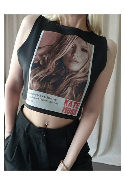 Girlboss Butik Kate Moss Tasarım Crop Girlboss Serisi-7