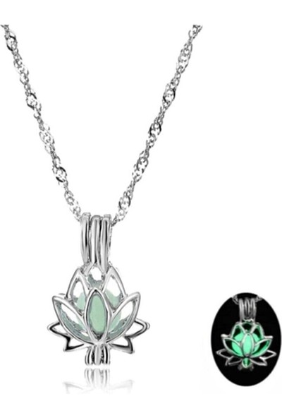 The Collection Karanlıkta Parlayan Lotus Çiçeği Kolye