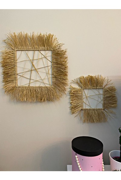 Doğal Rafya 2'li Kare Duvar Dekorasyon Seti - K02 Doğal Rafya 2'li Kare Duvar Dekorasyon Seti - K02