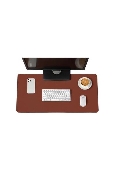 Masa Koruyucusu Mat - Çift Yan Pu Deri Masalı Mat Büyük Fare Pad (Kahve) Masa Koruyucusu Mat - Çift Yan Pu Deri Masalı Mat Büyük Fare Pad (Kahve)