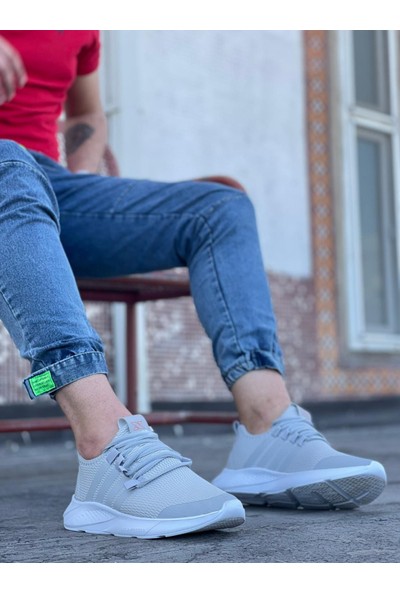 Co Shoes CO716 Gri Bağcıklı Triko Erkek Spor Ayakkabı