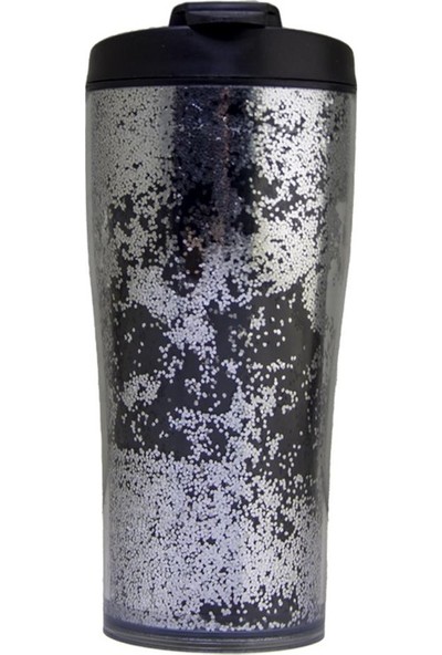 Şehri Lazer Simli Konik Kahve Kupası 440 cc Gümüş