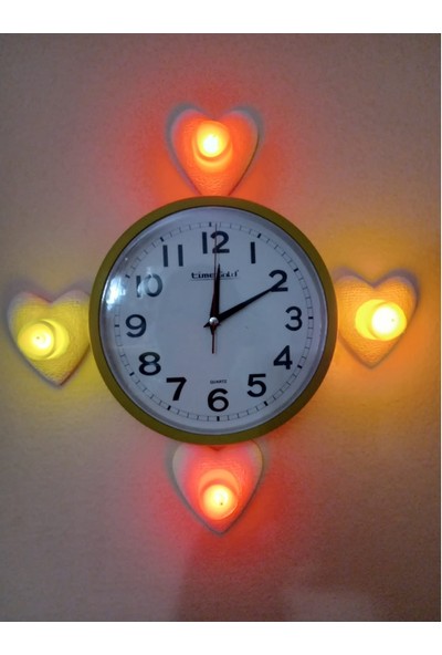 Time Gold Kalpli Ledli Mum Mumluklu Gece Lambası Aplik Işıklı Duvar Saati C5 Time Gold Kalpli Ledli Mum Mumluklu Gece Lambası Aplik Işıklı Duvar Saati C5