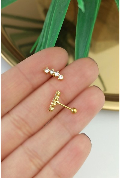 ÇLK Accessories 316 Cerrahi Çelik Dört Taş Sıralı Piercing TRPIERCING0151 ÇLK Accessories 316 Cerrahi Çelik Dört Taş Sıralı Piercing TRPIERCING0151