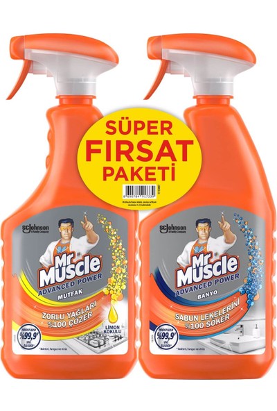 Mr. Muscle Yüzey Temizleyici 750 ml Mutfak + 750 ml Banyo Mr. Muscle Yüzey Temizleyici 750 ml Mutfak + 750 ml Banyo