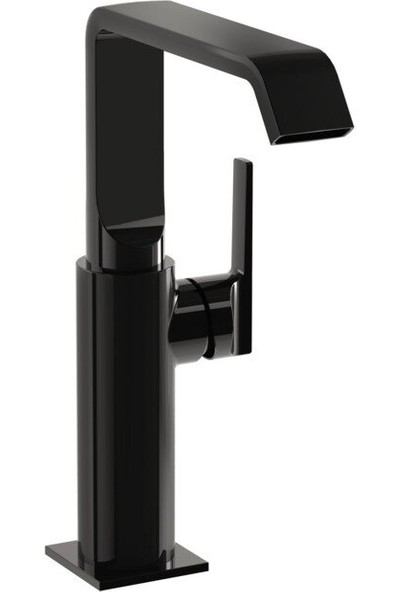 VitrA Suit A4276539 Çanak Lavabo Bataryası, Yandan Kumandalı, Parlak Siyah