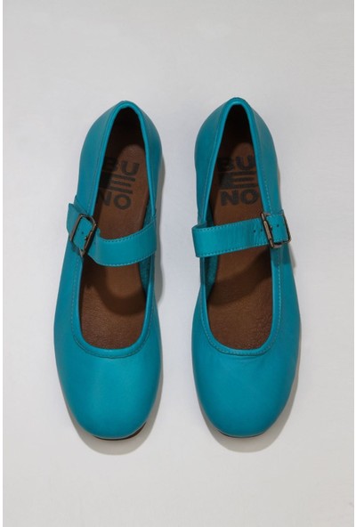 Bueno Shoes Turkuaz Deri Kadın Düz Babet
