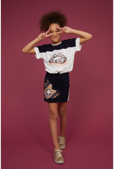 Little Star Kız Çocuk Bel Büzgülü T-Shirt