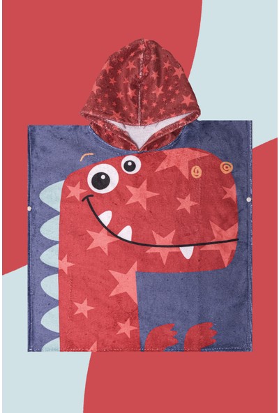 Vevien Home Dino Çocuk Panço Plaj Havlusu 5-6 Yaş