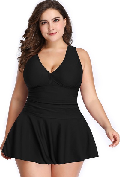 Youdian Büyük Beden Desenli Tankini - Siyah (Yurt Dışından)