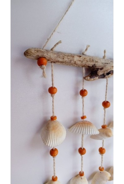 Turuncu Boncuklu Deniz Kabuğu Figürlü Rüzgar Gülü