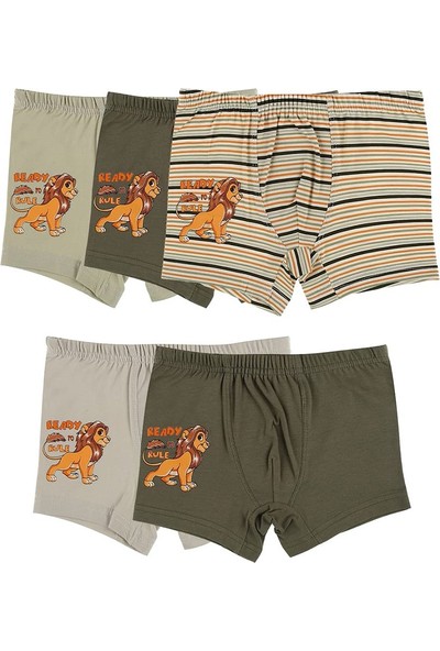 Ilısana 5'li Renkli Aslan Baskılı Erkek Çocuk Boxer