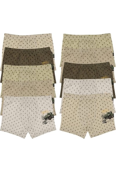 Ilısana 10'lu Renkli Jip Baskılı Erkek Çocuk Boxer