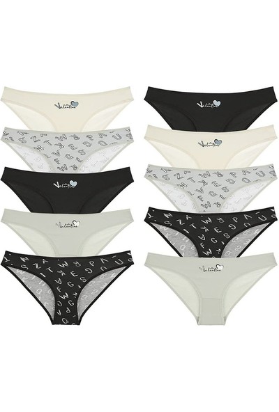 Ilısana 10'lu Renkli Valentine Baskılı Kadın Külot