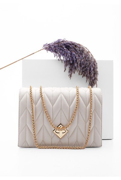 Marjin Kadın Altın Renkli Zincirli Omuz Çantası Delbin