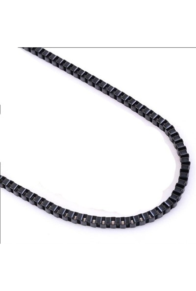 The Collection Unisex Siyah Küp Çelik Kolye