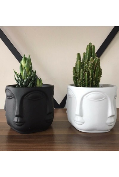 Isem Havelka Beton 2'li Mat Siyah Beyaz Saksı Isem Havelka Beton 2'li Mat Siyah Beyaz Saksı
