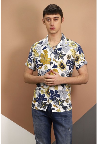 Beyaz-Lacı Desenli Gömlek