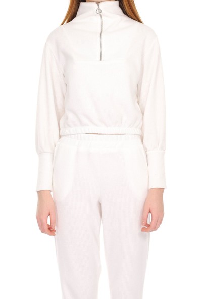 Ekru Ön Fermuarlı Ikili Takım