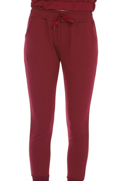 Bordo Ribana Paça Eşofman Altı