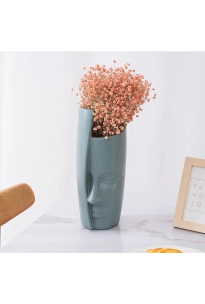 Isem Tek Yüz Nordic Vazo (Turkuaz) Isem Tek Yüz Nordic Vazo (Turkuaz)