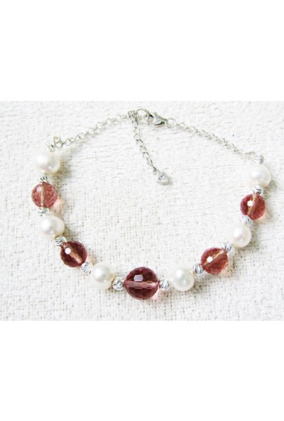 Lilah Gümüş Tr Gümüş Zultanit ve Doğal Barok Incili Kadın Bileklik